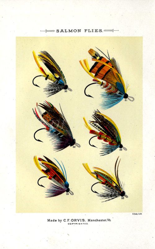 ORVIS - SALMON FLIES - plate (D) fishing print